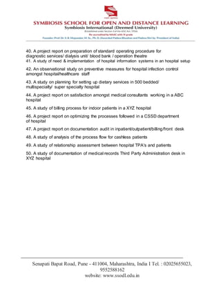 Pgdhhm project titles | PDF