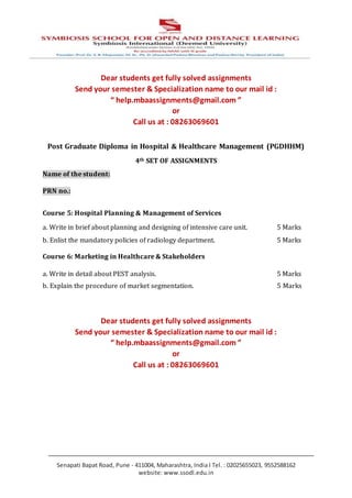 Pgdhhm sem 2 assignment 2 | DOCX