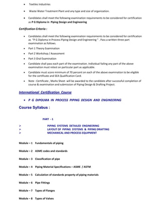 Piping Design Course in Hyderabad | PDF