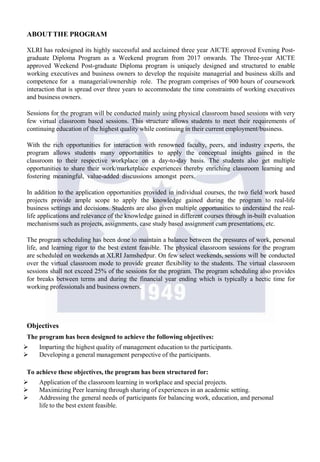 XLRI Postgraduate Diploma in Management Brochure (3 year program, part ...