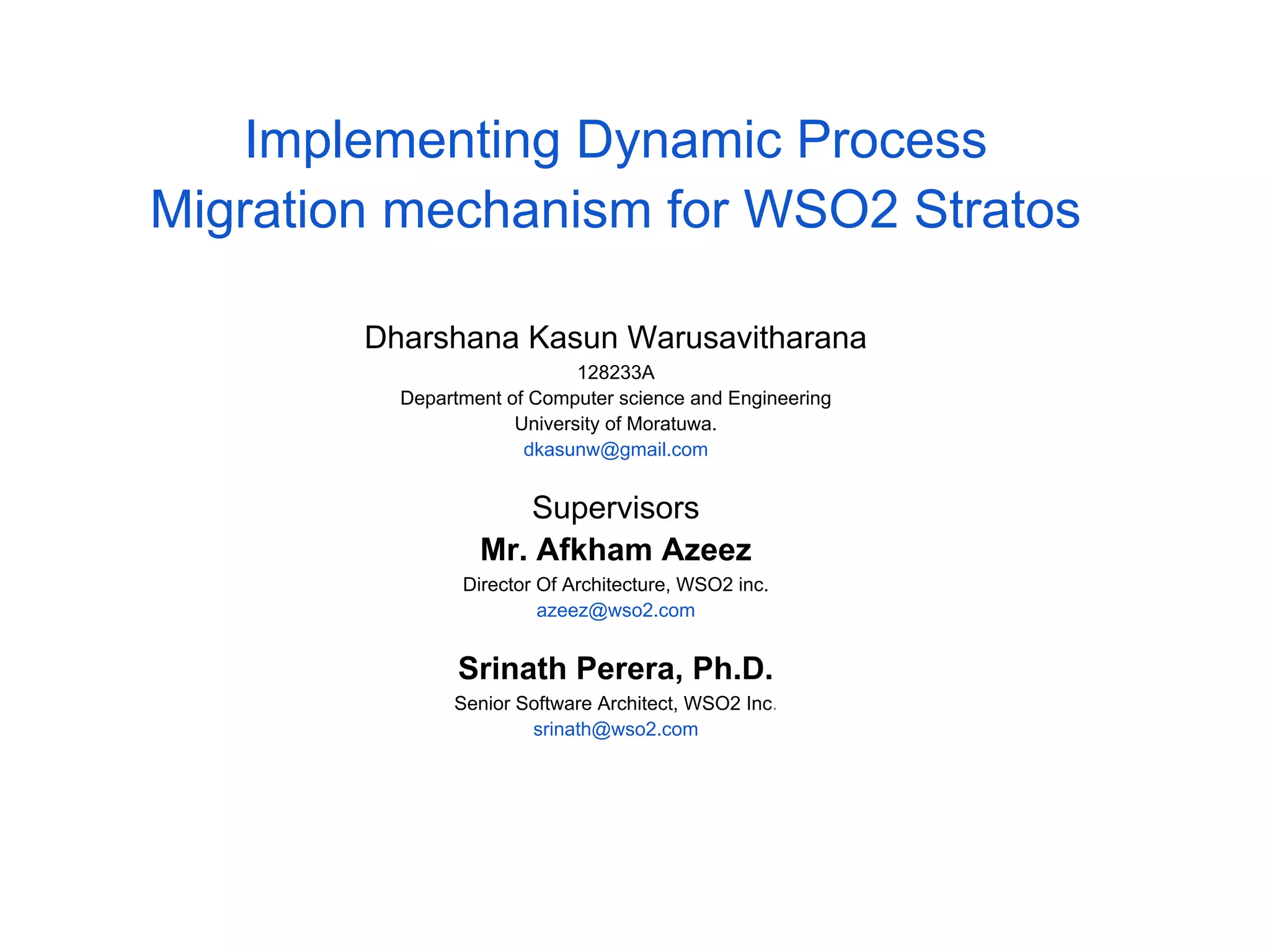 Implementing Dynamic Process Migration mechanism for WSO2 Stratos | PDF | Computer Software and ...