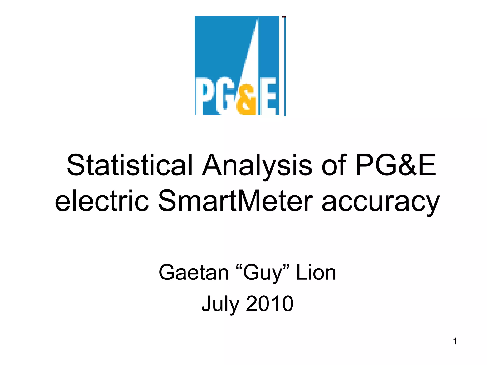 PGE electric SmartMeter analysis | PPT