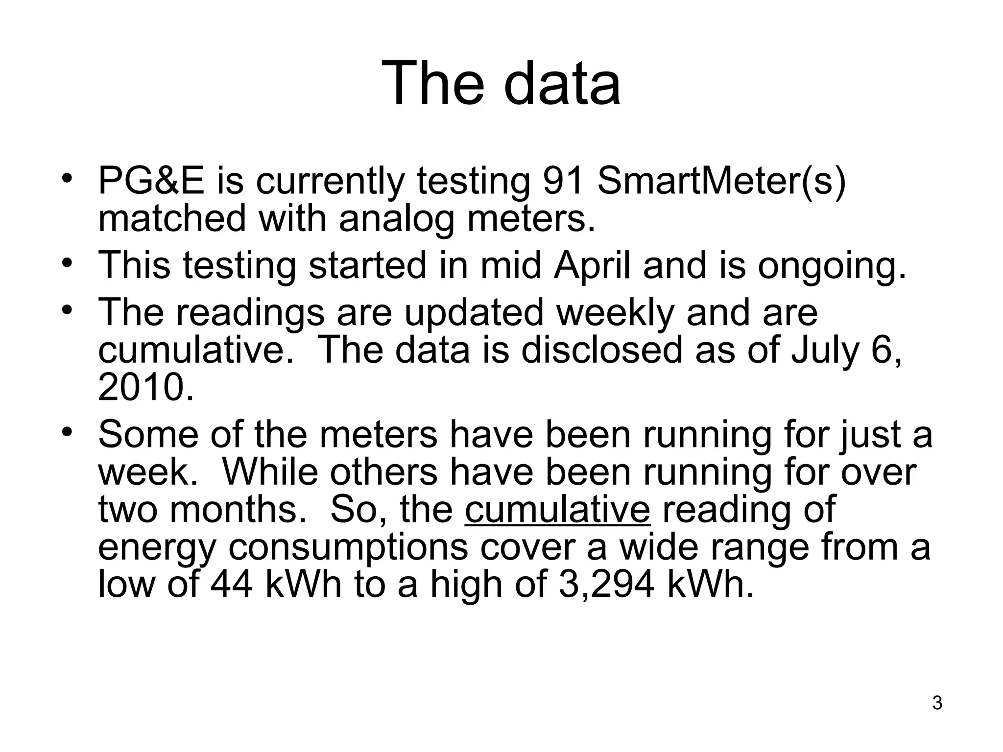 PGE electric SmartMeter analysis | PPT
