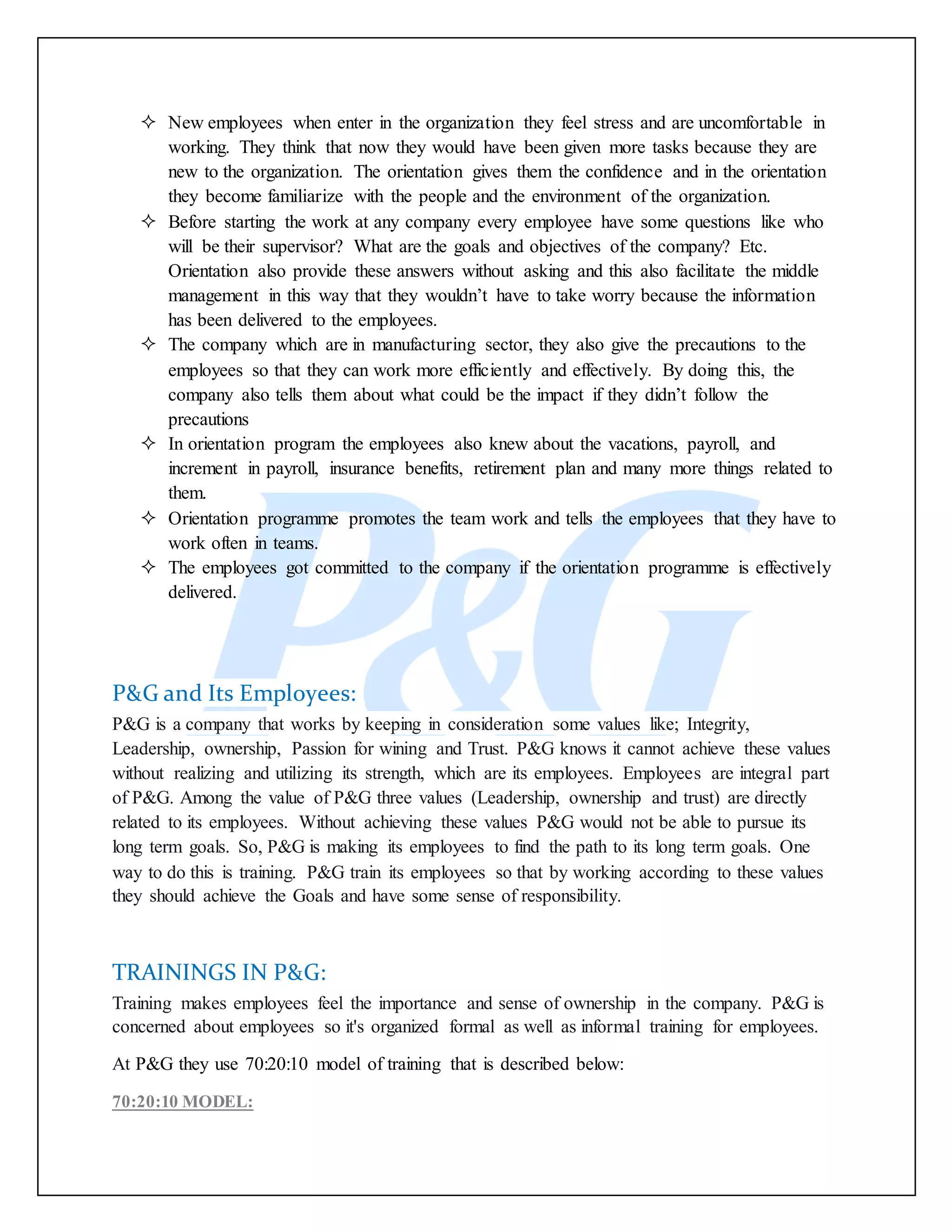 P&G TRAINING AND DEVELOPMENT | DOCX