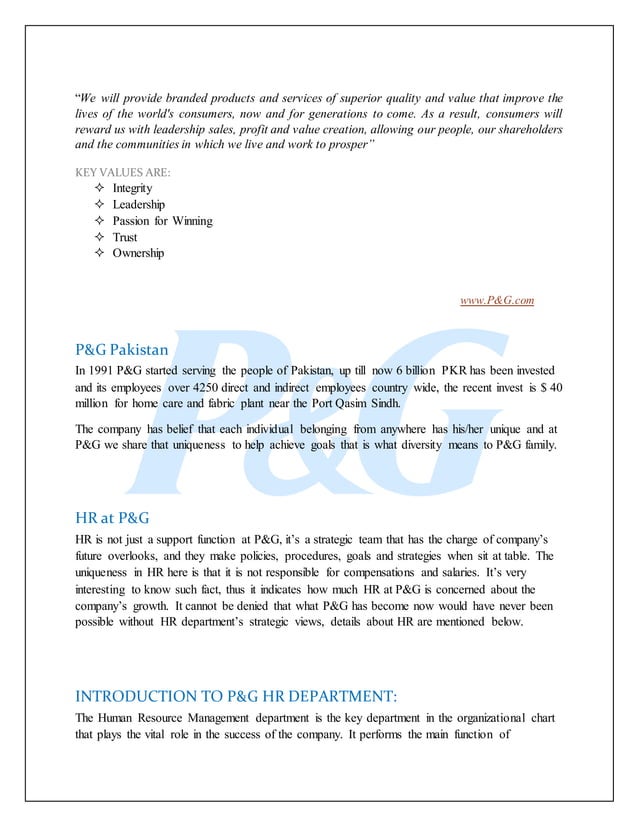 P&G TRAINING AND DEVELOPMENT | DOCX