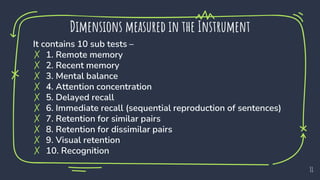 PGI MEMORY SCALE.(PSYCHOLOGY) | PPTX