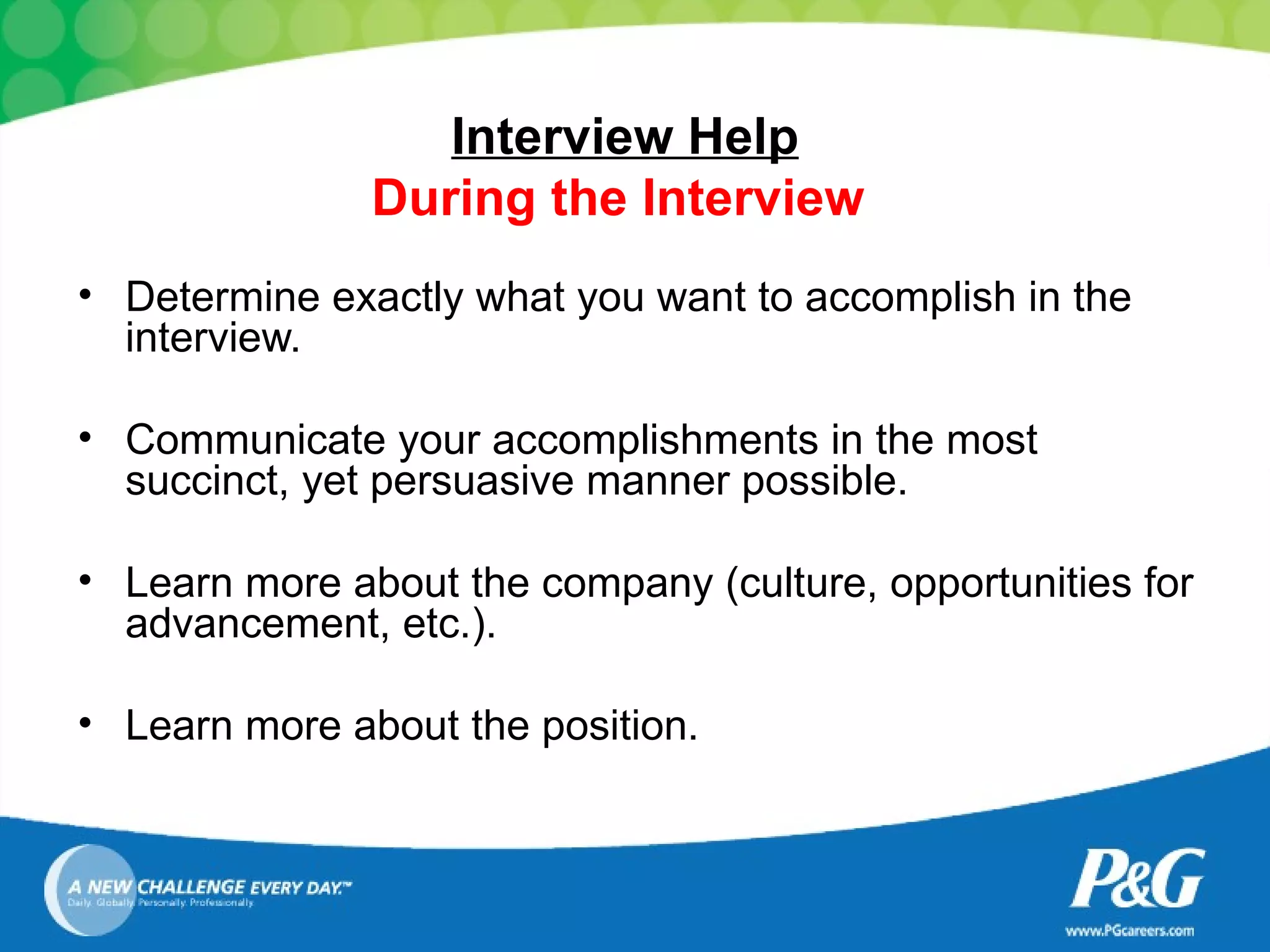 P&G Interviewing Help - Linked In | PPT
