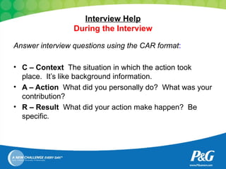 P&G Interviewing Help - Linked In | PPT
