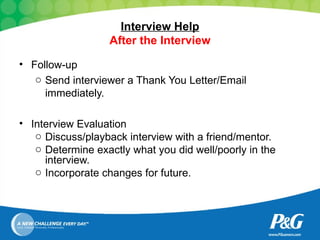 P&G Interviewing Help - Linked In | PPT