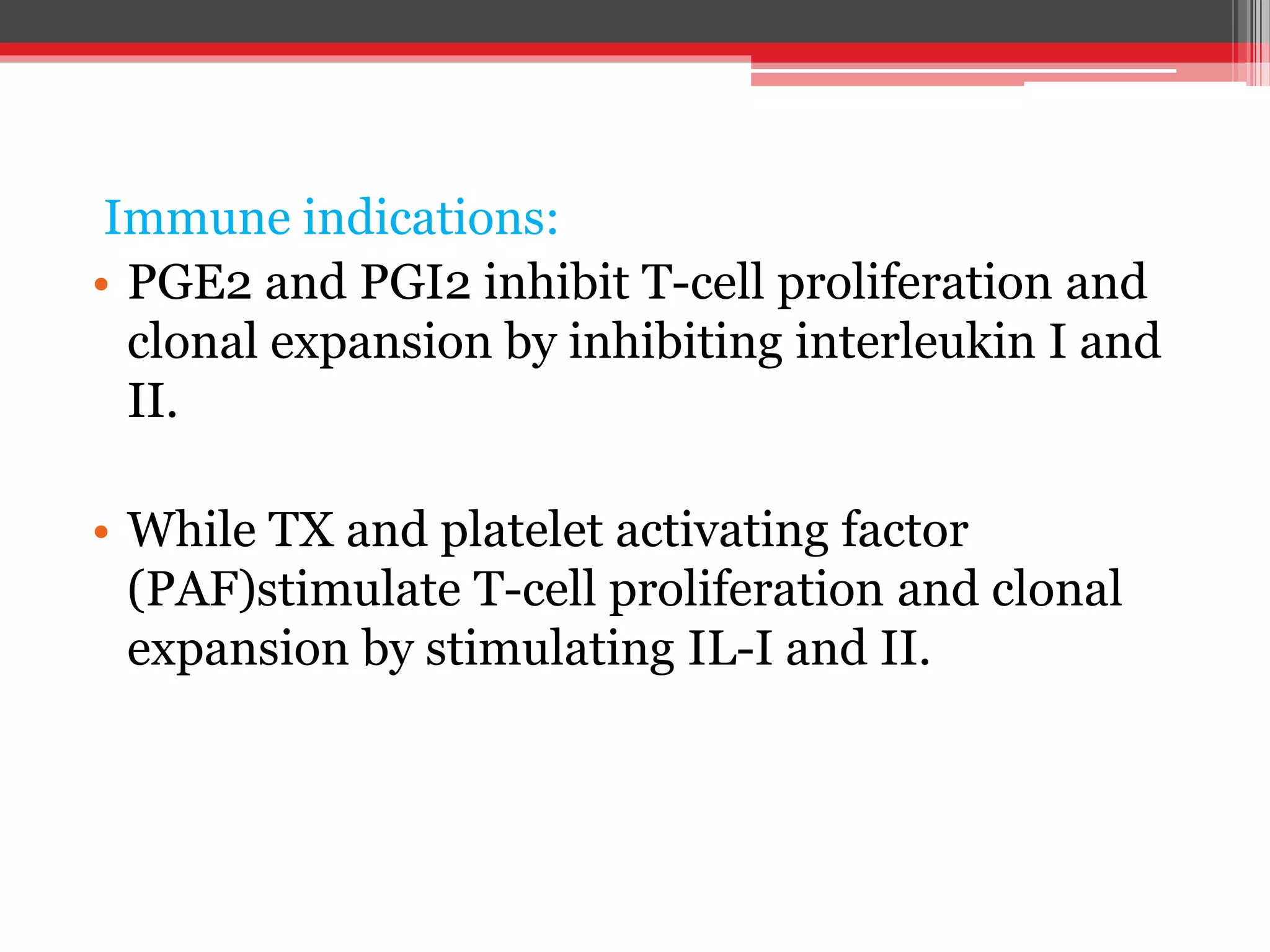 (Eicosanoids) Prostaglandins, leucotrienes, and platelet activating factors | PPTX