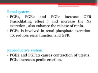 (Eicosanoids) Prostaglandins, leucotrienes, and platelet activating ...