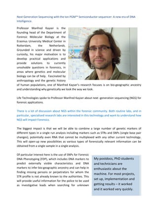 Interview with Manfred Kayser - DNA Intelligence | PDF