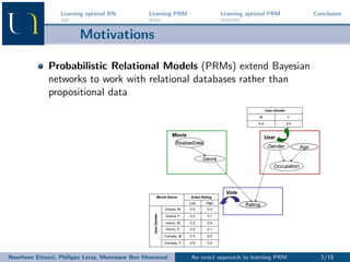 An exact approach to learning Probabilistic Relational Model | PPT