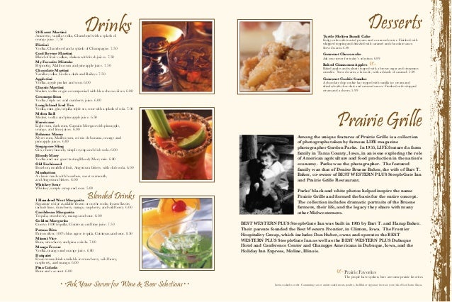 Prairie Grille Menu 2014