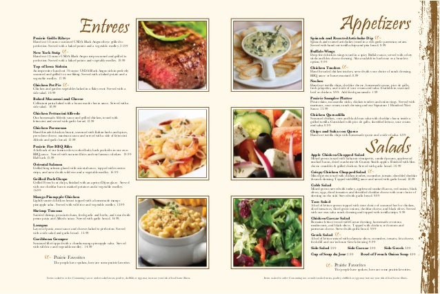 Prairie Grille Menu 2014