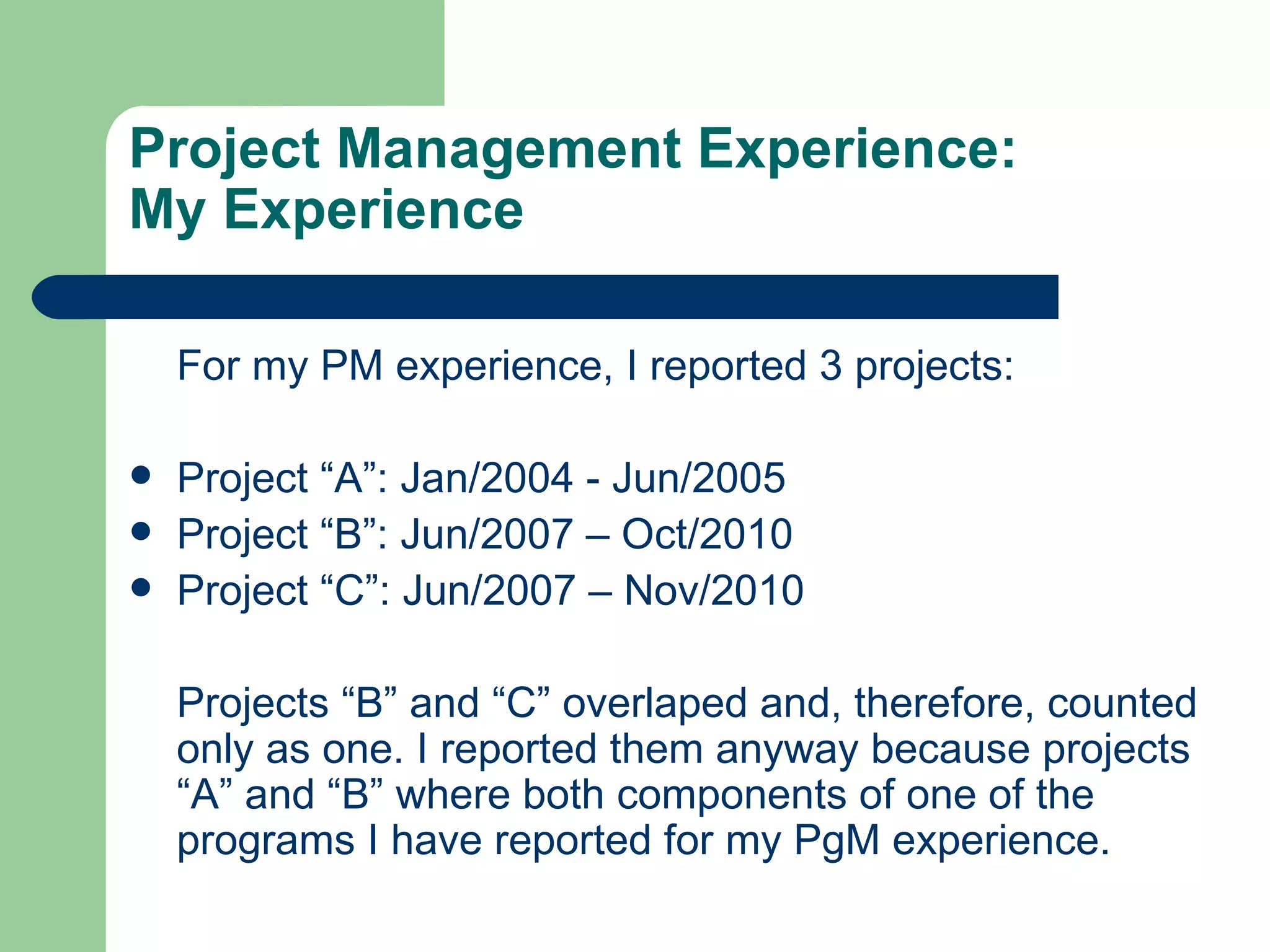 My experience on the PgMP Application (1/3) | PPT