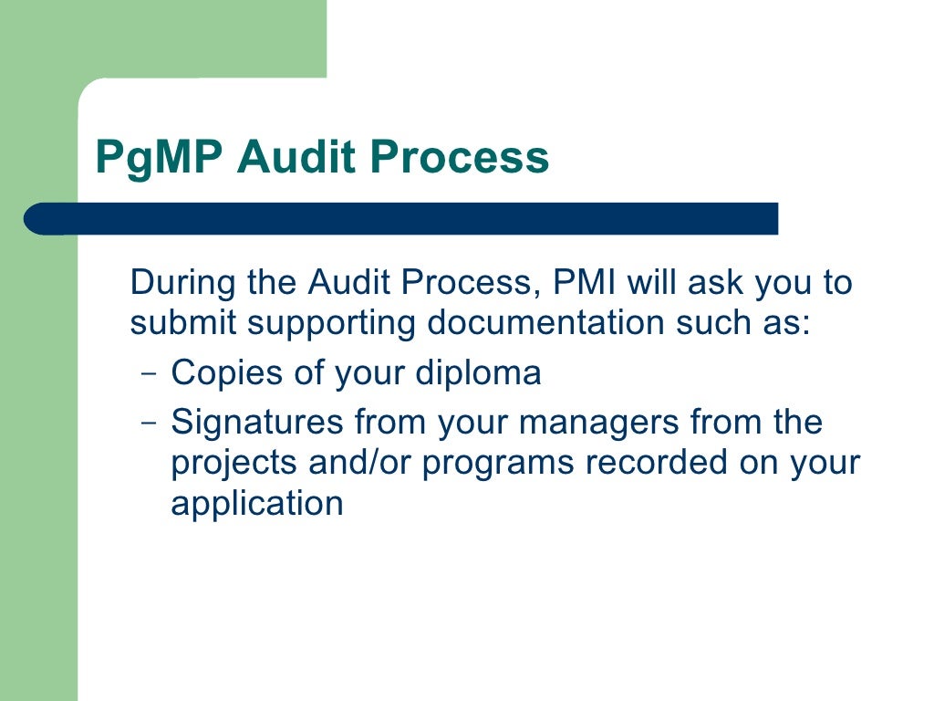 PgMP Application Completeness Review and Audit Process (2/3)