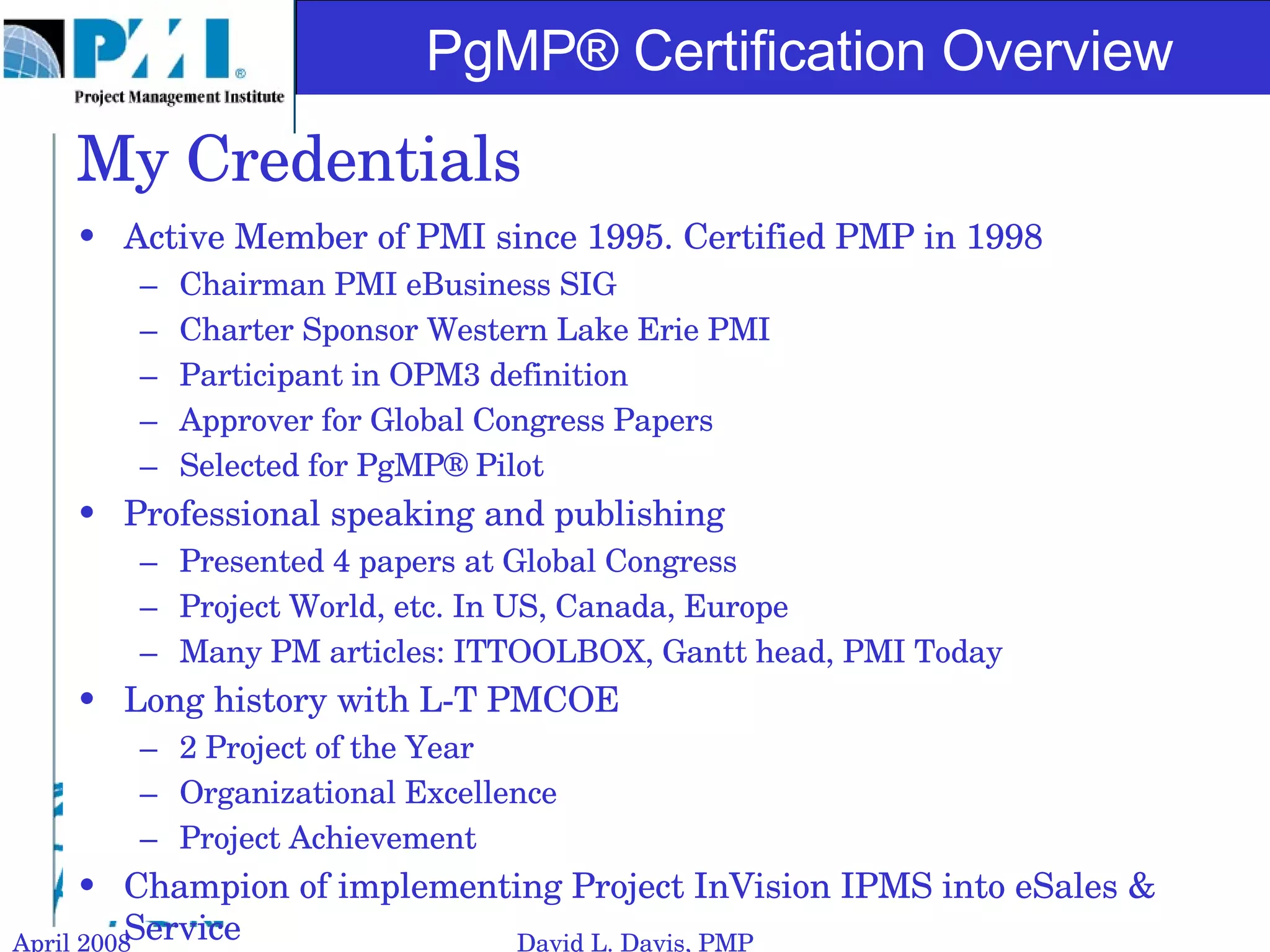 Pgmp Certification Overview | PPT
