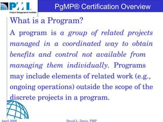 Pgmp Certification Overview | PPT | Postgraduate Education | College ...