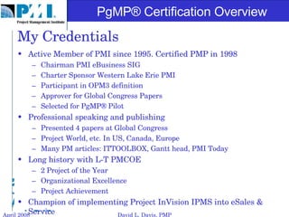 Pgmp Certification Overview | PPT | Postgraduate Education | College ...