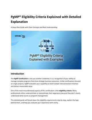 PgMP® Eligibility Criteria Explained with Real Examples, Experience ...