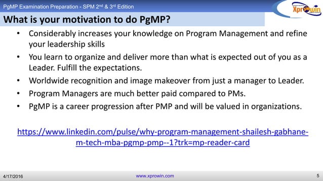 PgMP journey strategy guide | PPT