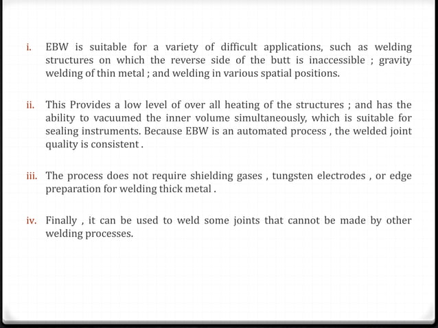 ELECTRON BEAM WELDING (EBW) PPT | PPTX | Chemistry | Science