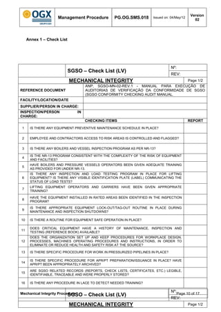 Pg og sms 018 procedimento de integridade mecânica eng | PDF