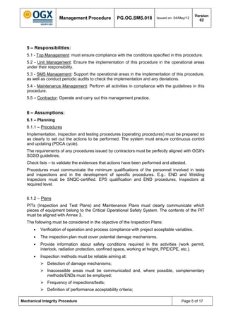Pg og sms 018 procedimento de integridade mecânica eng | PDF