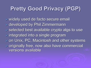 computer netwok security Pretty Good Privacy PGP.ppt