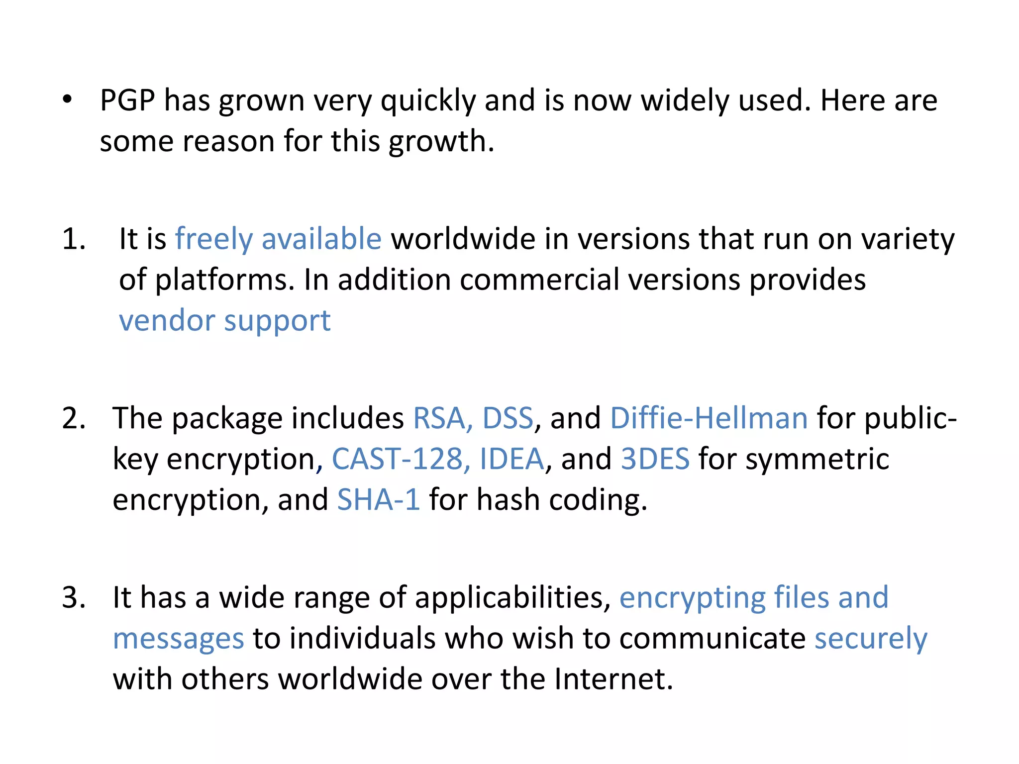 Pgp pretty good privacy | PPTX | Email | Internet