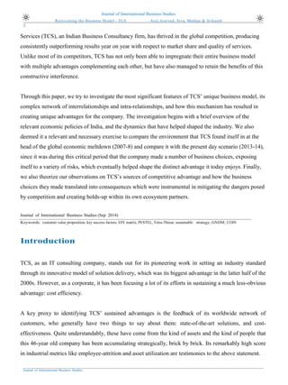 Business model of TATA Consultancy Services | PDF