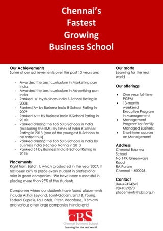 Pgpm brochure- Chennai Business School | Best Business Management Course | Chennai | PDF