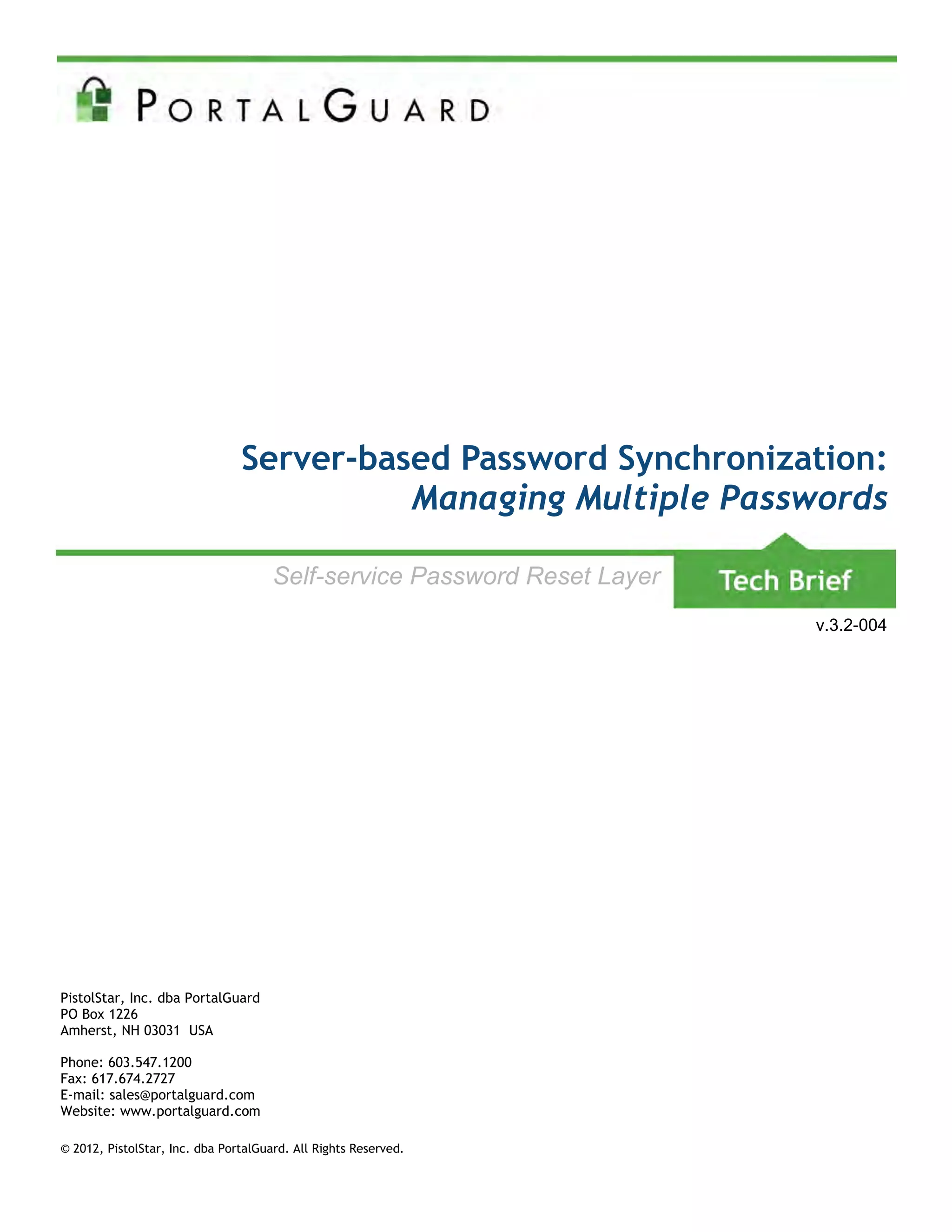 Sever-based Password Synchronization: Managing Multiple Passwords | PDF