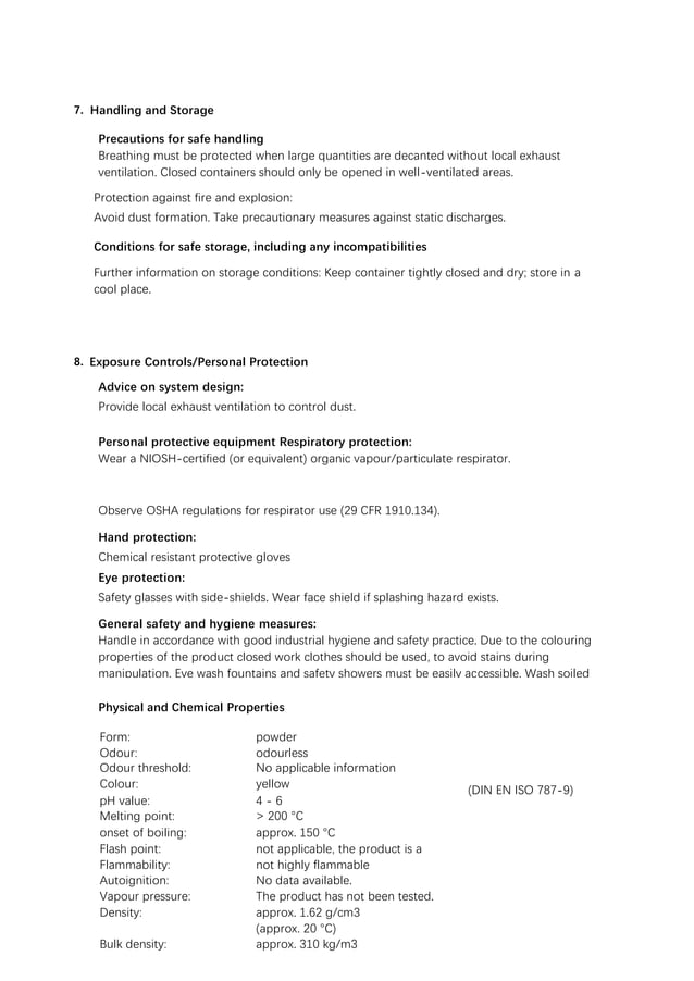 Pigment yellow 139 cas 36888 99-0 safety data sheet msds sds baoxu ...