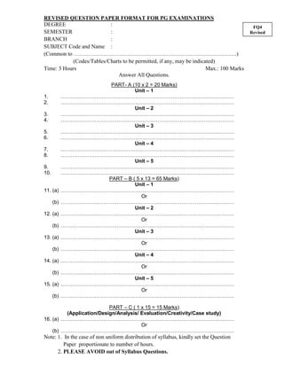 Pg question paper_format | PDF