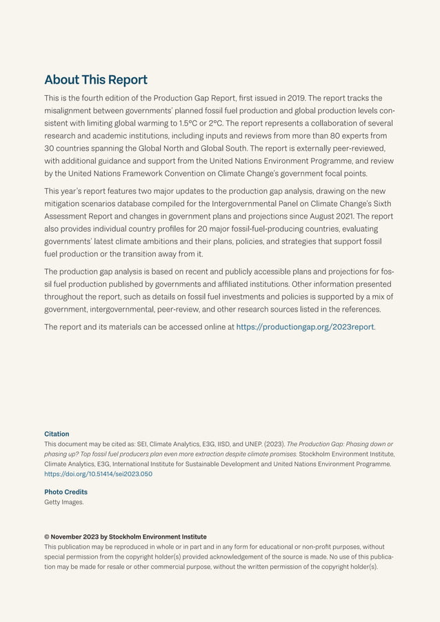 UNEP Publication: Production Gap Report 2023 | PDF