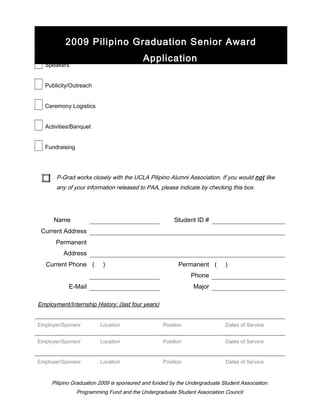 PGrad 2009 Application Packet | DOC