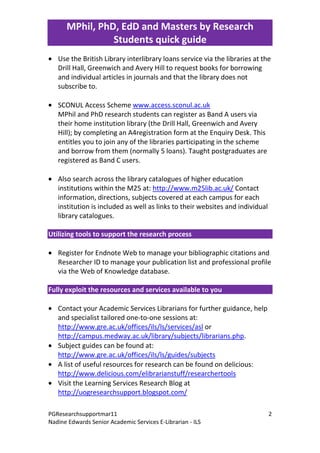 Research Students Quick Guide | PDF
