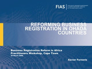 FIAS Presentation CRF 2009 | PPT | Business | Business and Finance