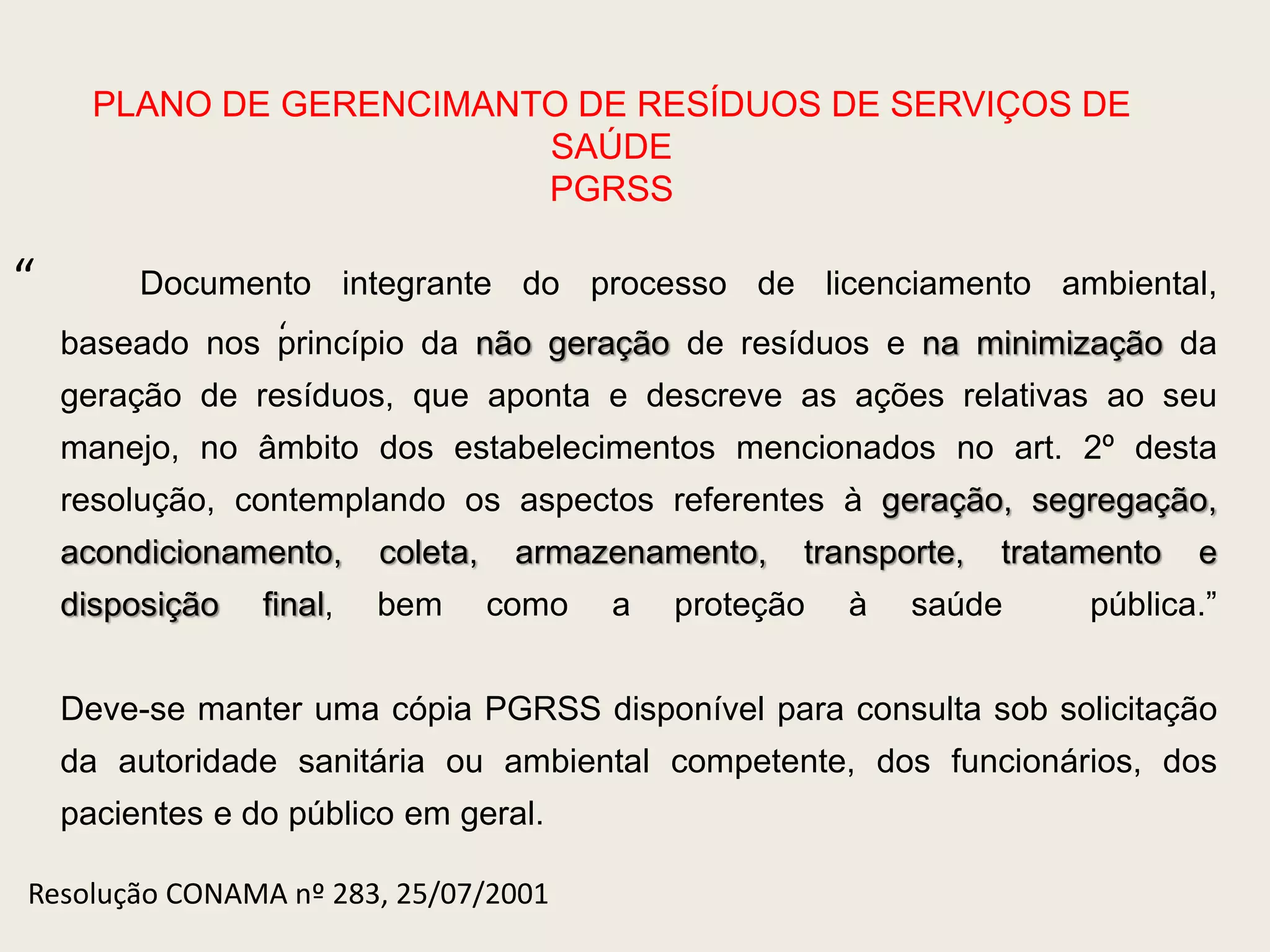 PGRSS - PLANO DE GERENCIAMENTO DE RESIDUOS - Gabriela Elise ...
