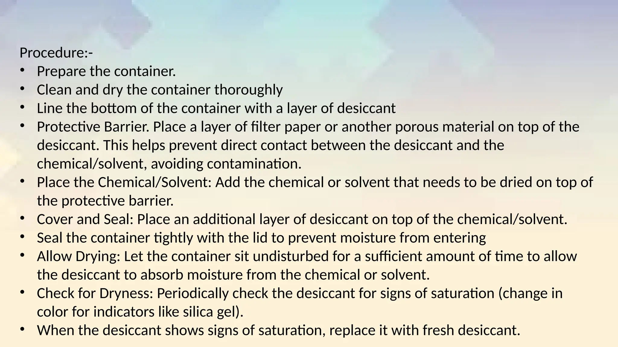 Drying of solvent and chemical in lab .pptx