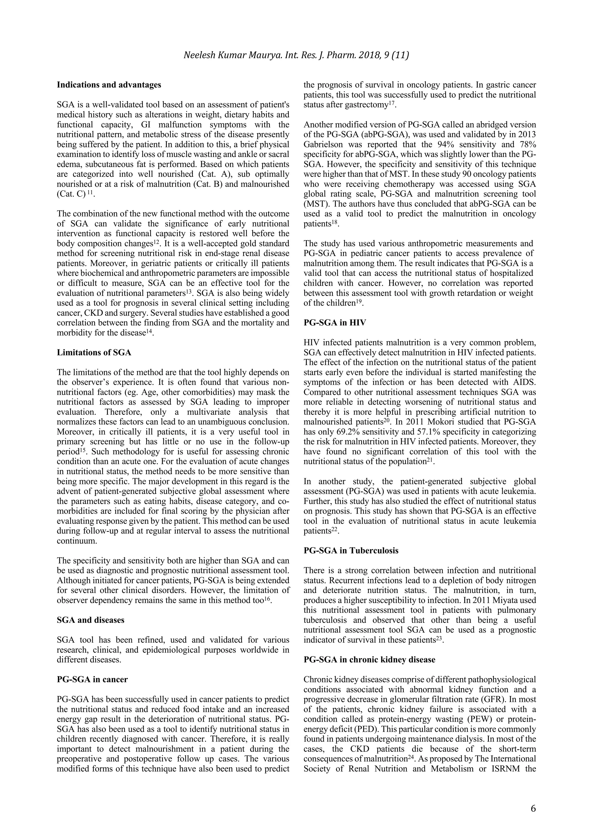 PATIENT-GENERATED SUBJECTIVE GLOBAL ASSESSMENT (PG-SGA): A REVIEW | PDF