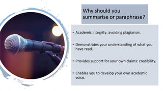 Pg summarising, paraphrasing and quoting one hour | PPTX