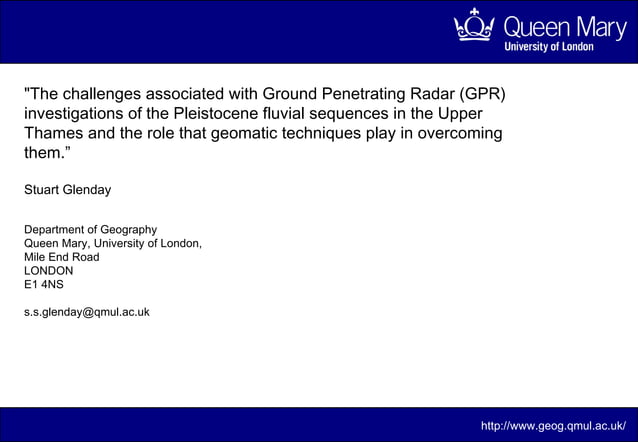 A geomatics approach to the interpretation of Ground Penetrating Radar ...
