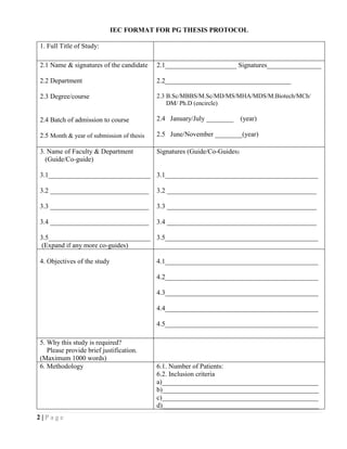 Post graduate thesis protocol to research cell and insitute ethical ...
