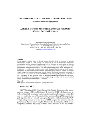 A HYBRID GENETIC ALGORITHM APPROACH FOR OSPF WEIGHT SETTING PROBLEM | PDF