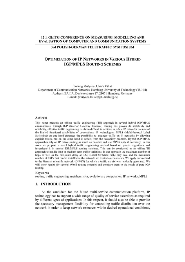 Optimization Of Ip Networks In Various Hybrid Igp Mpls Routing Schemes Pdf