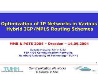 Optimization of IP Networks in Various Hybrid IGP/MPLS Routing Schemes | PPT