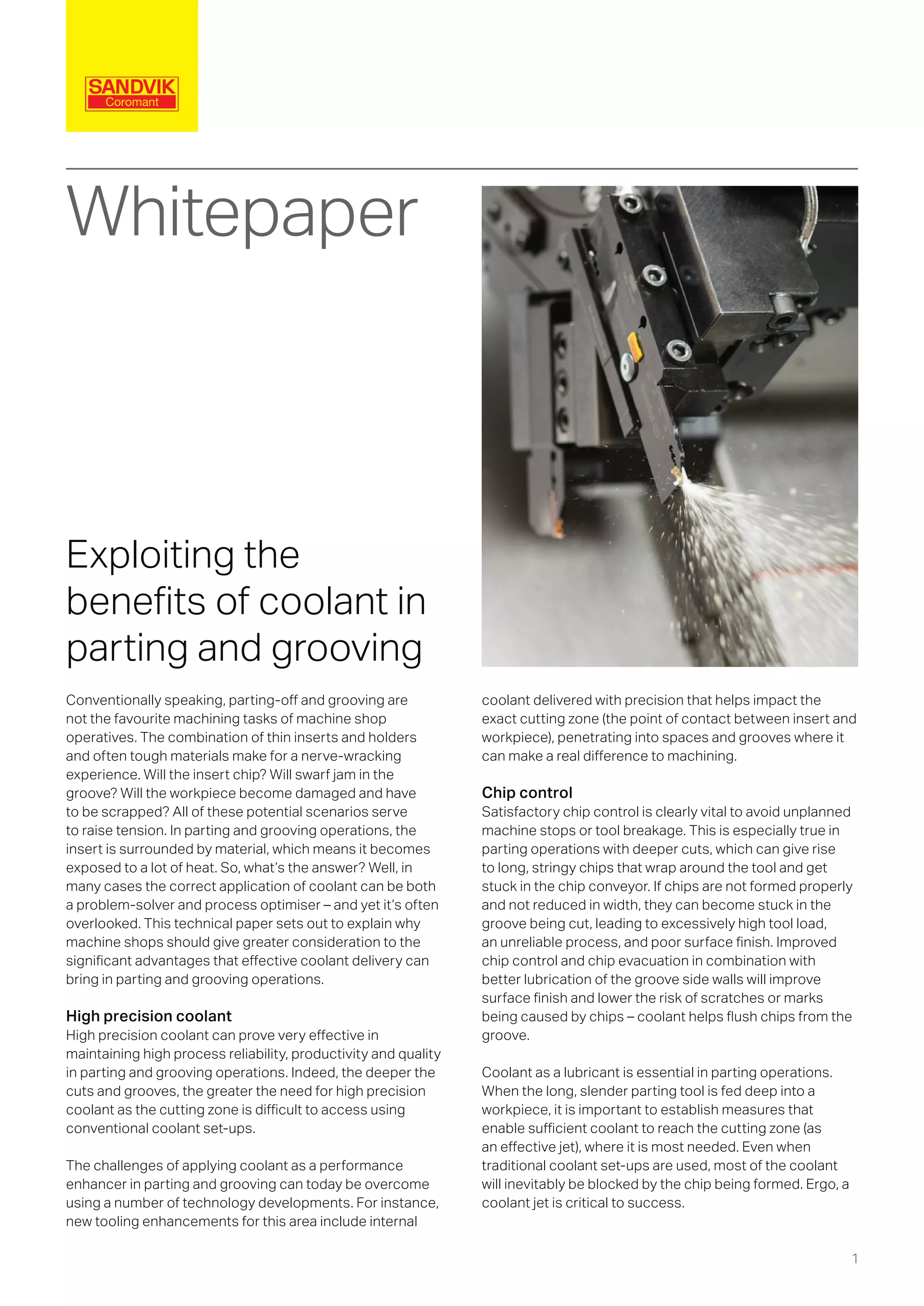 Exploiting the benefits of coolant in parting and grooving | PDF